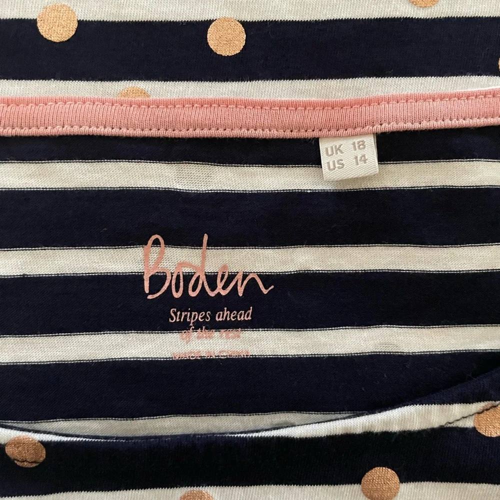 Boden | Tops | Boden Breton Womens T Shirt Us 4 Cotton White Navy ...